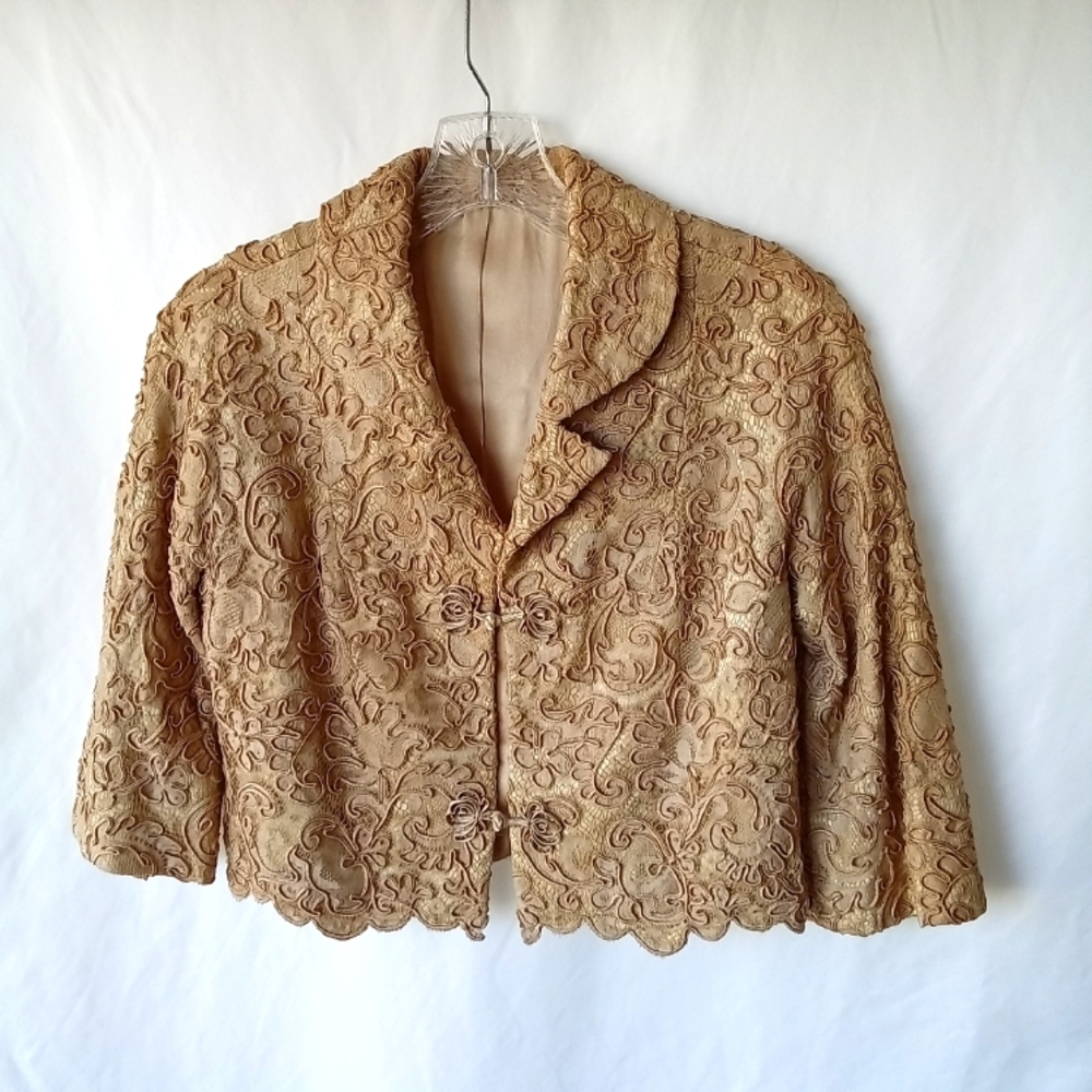 Authentic Woman's Embossed Tan Low Cut Jacket - Gem